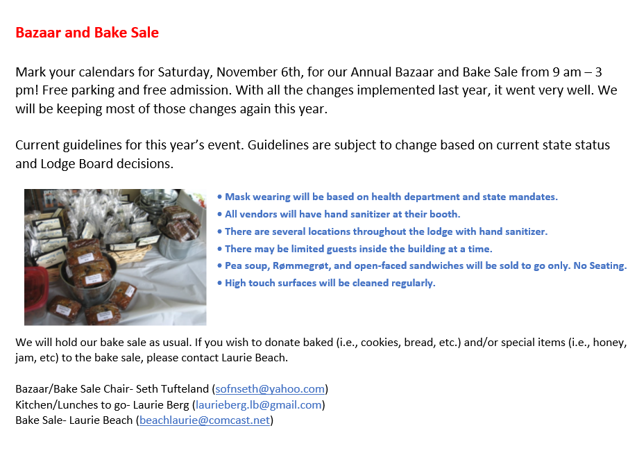 Bazaar and Bake Sale
